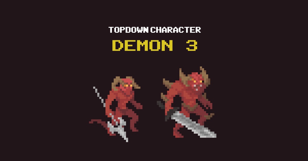 Demon 3- Top Down Pixel Art Character Assets | 2D Characters | Unity ...