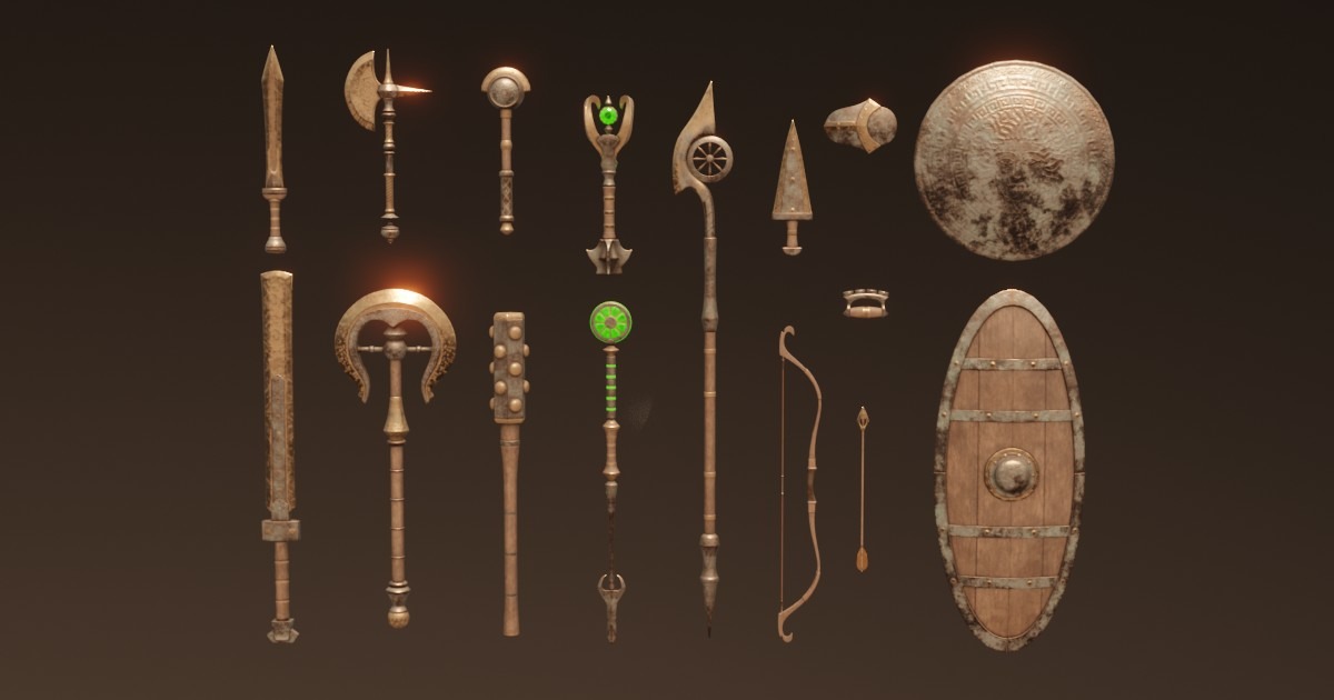 Bronze Fantasy Weapon Set | 3D Weapons | Unity Asset Store
