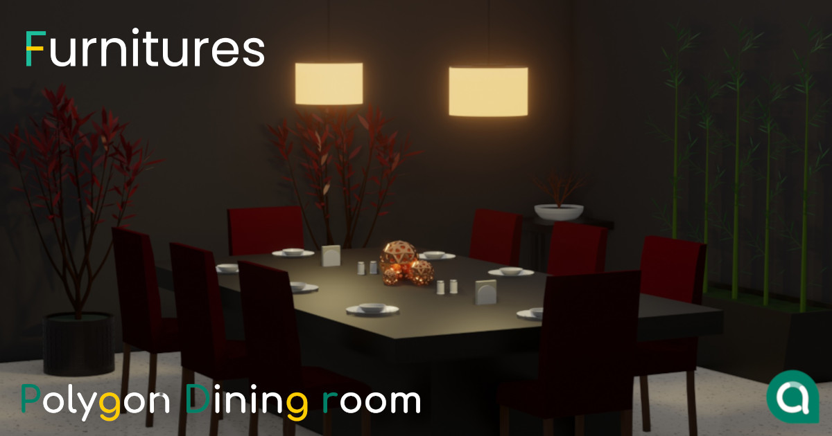 Polygon dining room | 3D Interior | Unity Asset Store
