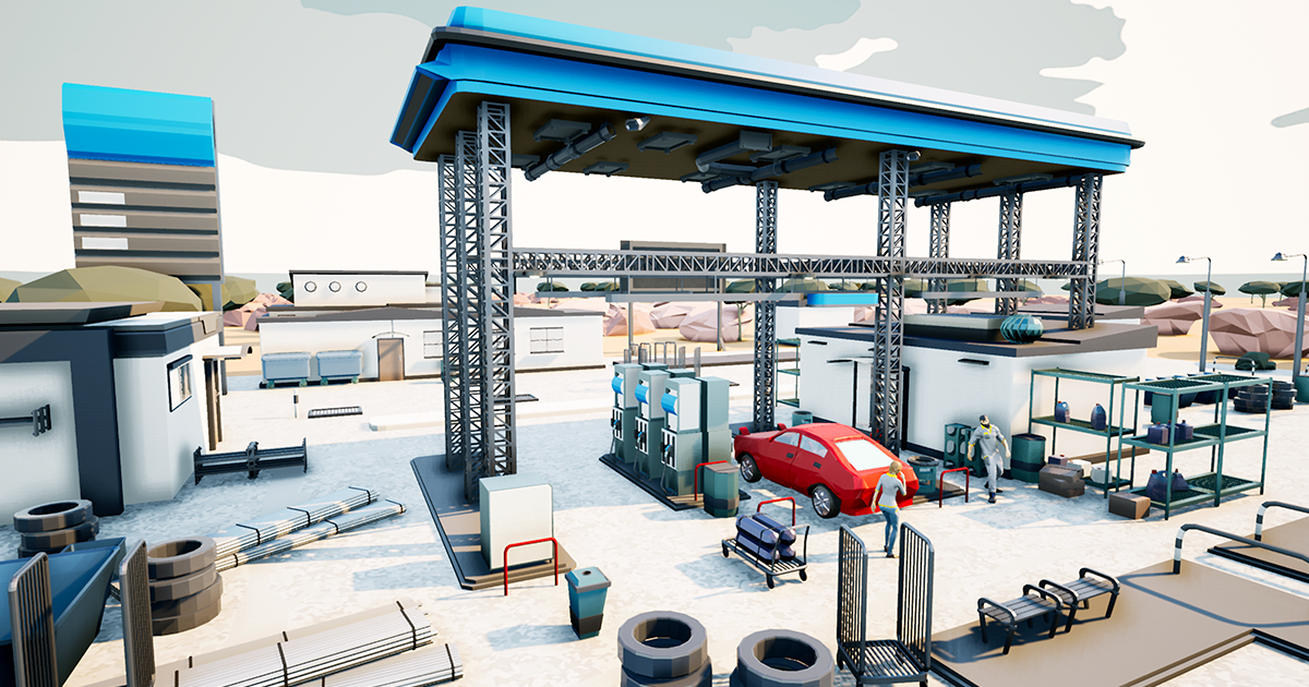 Low Poly Gas Station Set | 3D Environments | Unity Asset Store
