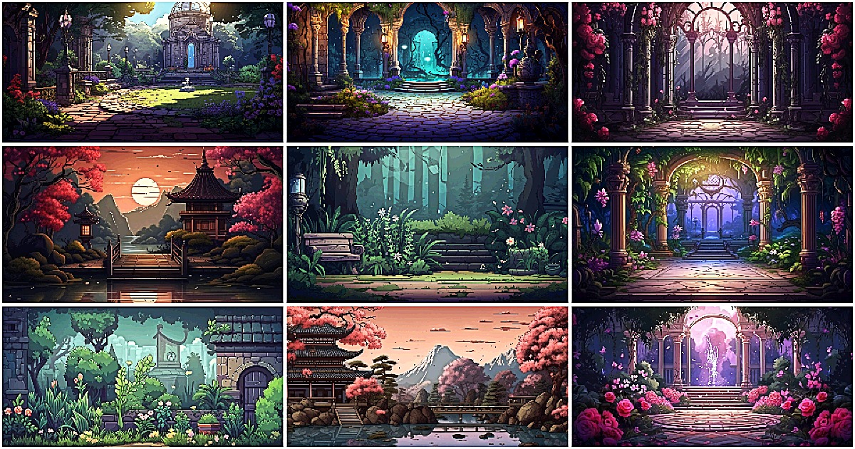 BACKGROUND - Pixel Garden 1 | 2D Environments | Unity Asset Store