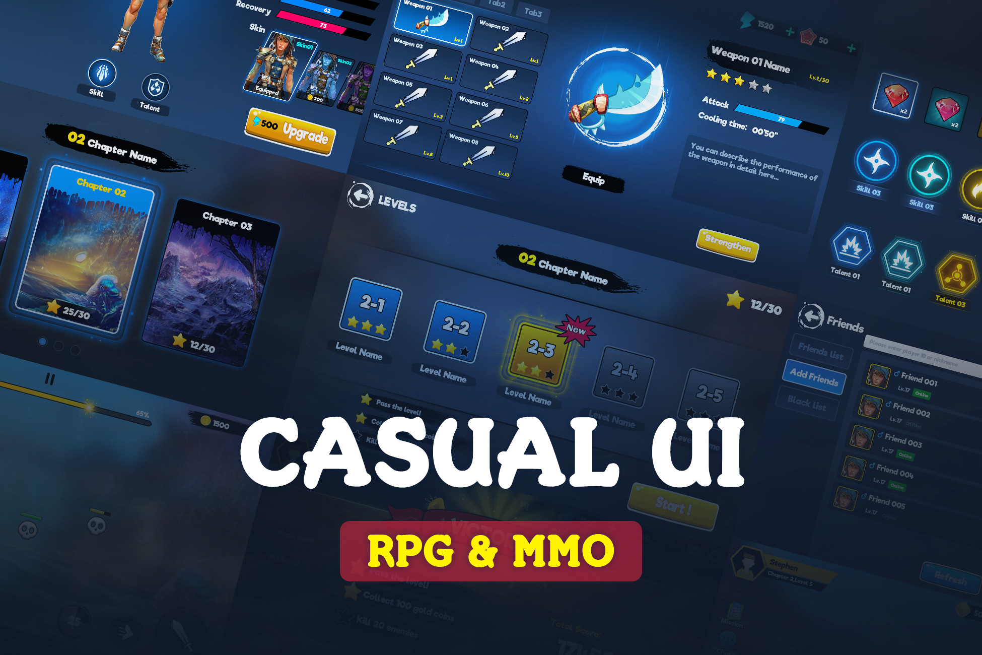 Casual RPG&MMO UI Pack | 2D GUI | Unity Asset Store