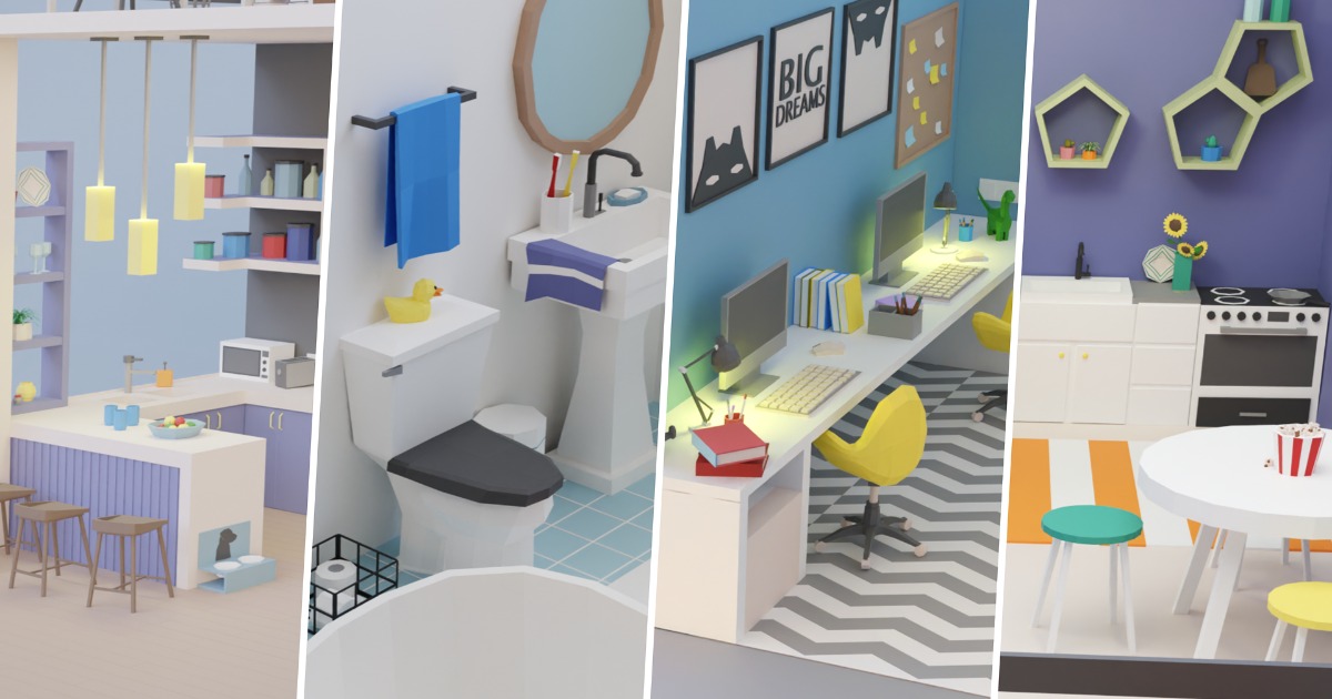 Low Poly Apartments Interiors Pack | 3D Environments | Unity Asset Store