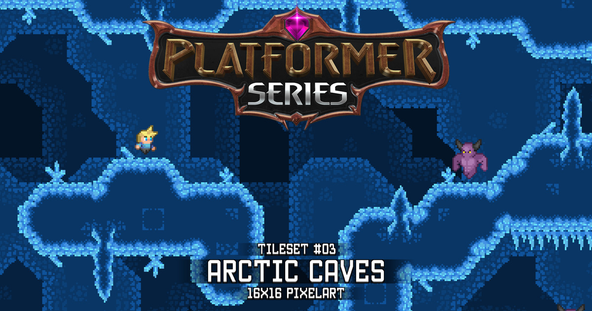 Platformer Tileset Arctic Caves 16x16 Pixelart | 2D Environments | Unity Asset Store