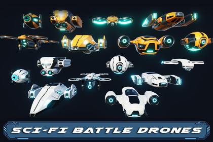 Sci-Fi Battle Drones | Unity AssetStore Price down information
