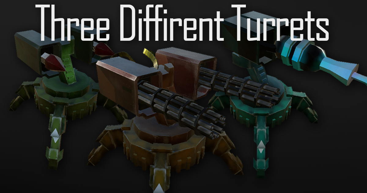 Hand-Painted Turrets Pack | 3D 武器 | Unity Asset Store