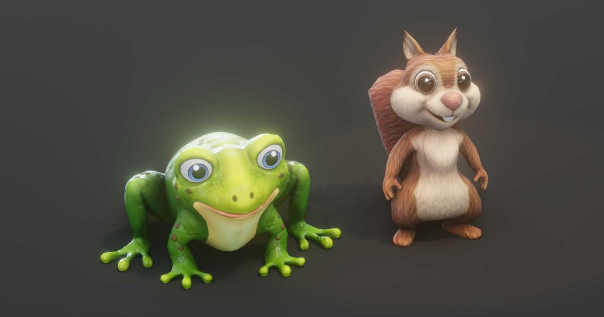 Chirp 'n' Cheek: Animated Squirrel and Frog 3D Model Collection | 3D Characters | Unity Asset Store