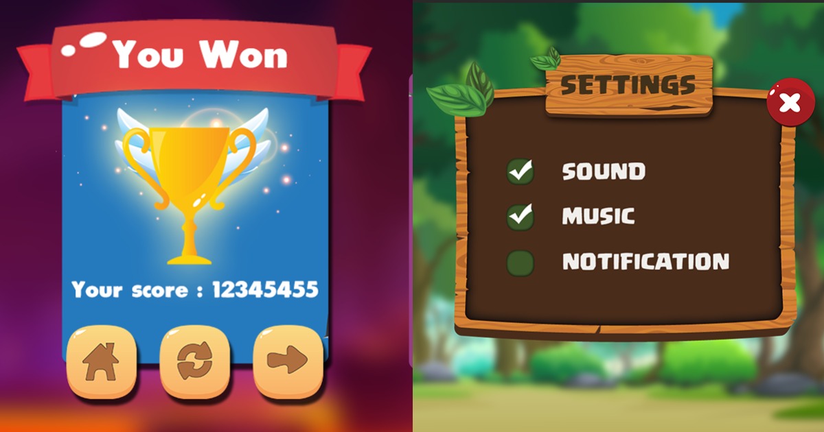 Combo of Awesome Game UI Pack, Button Pack and Icon pack 12 and 15 | 2D GUI | Unity Asset Store