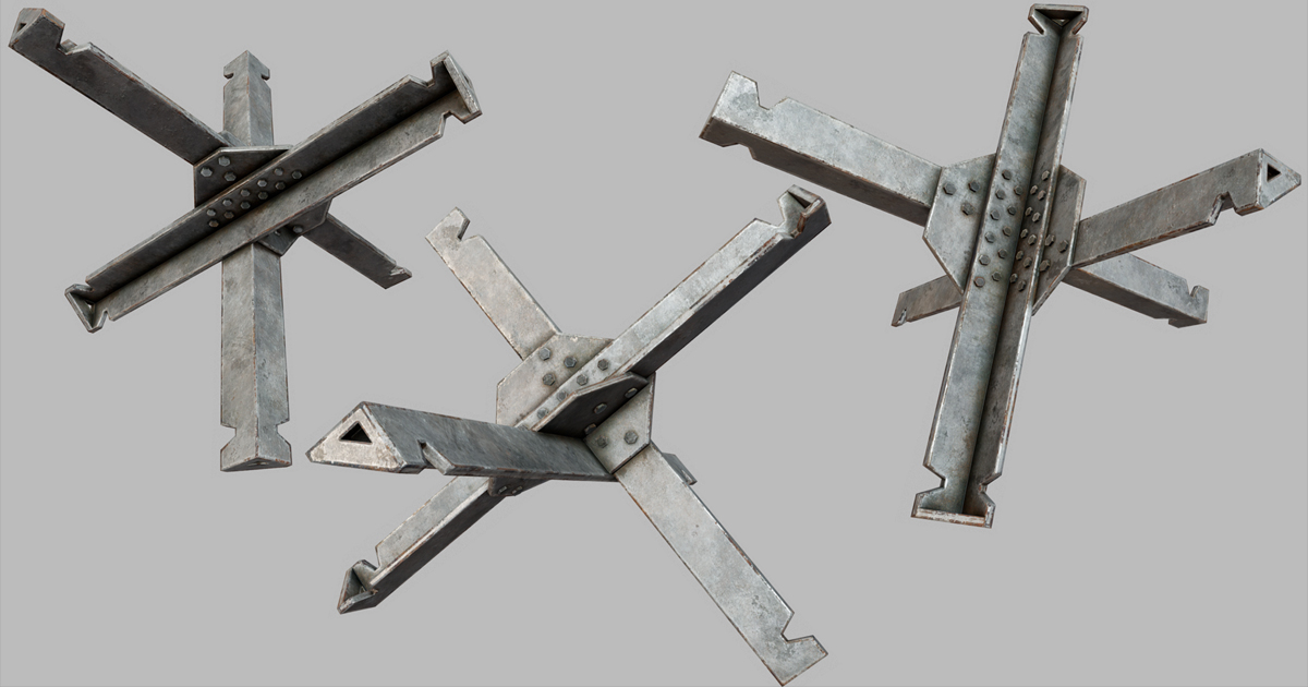 Hedgehog Anti-Tank Obstacle PBR | 3D Exterior | Unity Asset Store