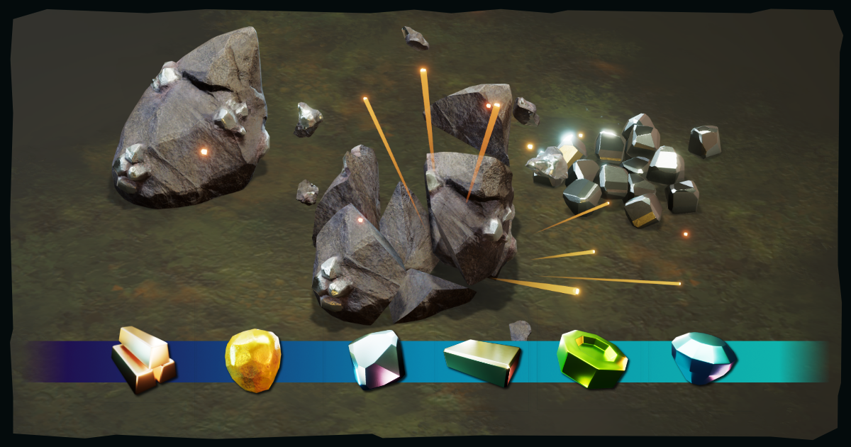 Shatter Stone: Metal Ores Resource Pack | 3D Props | Unity Asset Store
