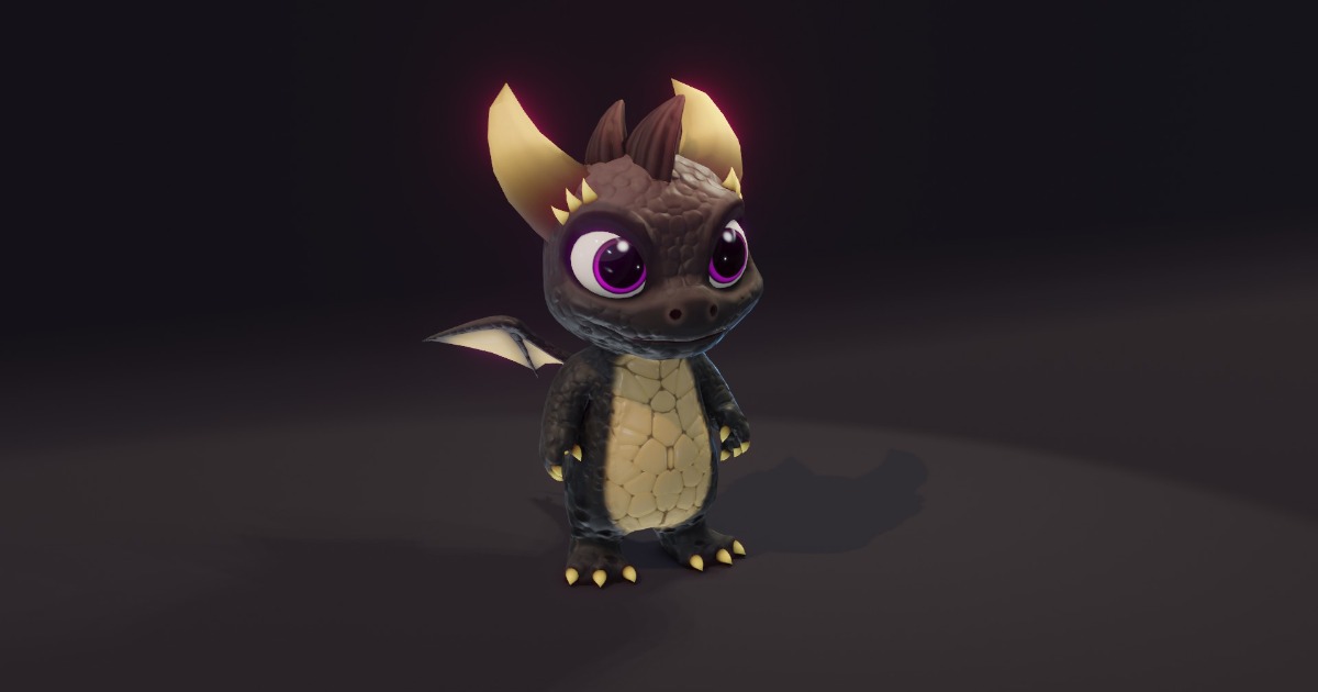 Cartoon Black Baby Dragon 3D Model & 5 Music Tracks & 36 Sound Effects ...