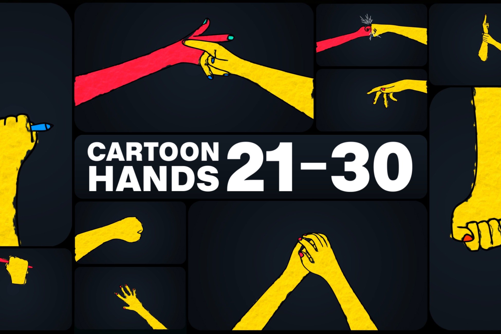 Cartoon Hands 21-30 | 2D Textures & Materials | Unity Asset Store