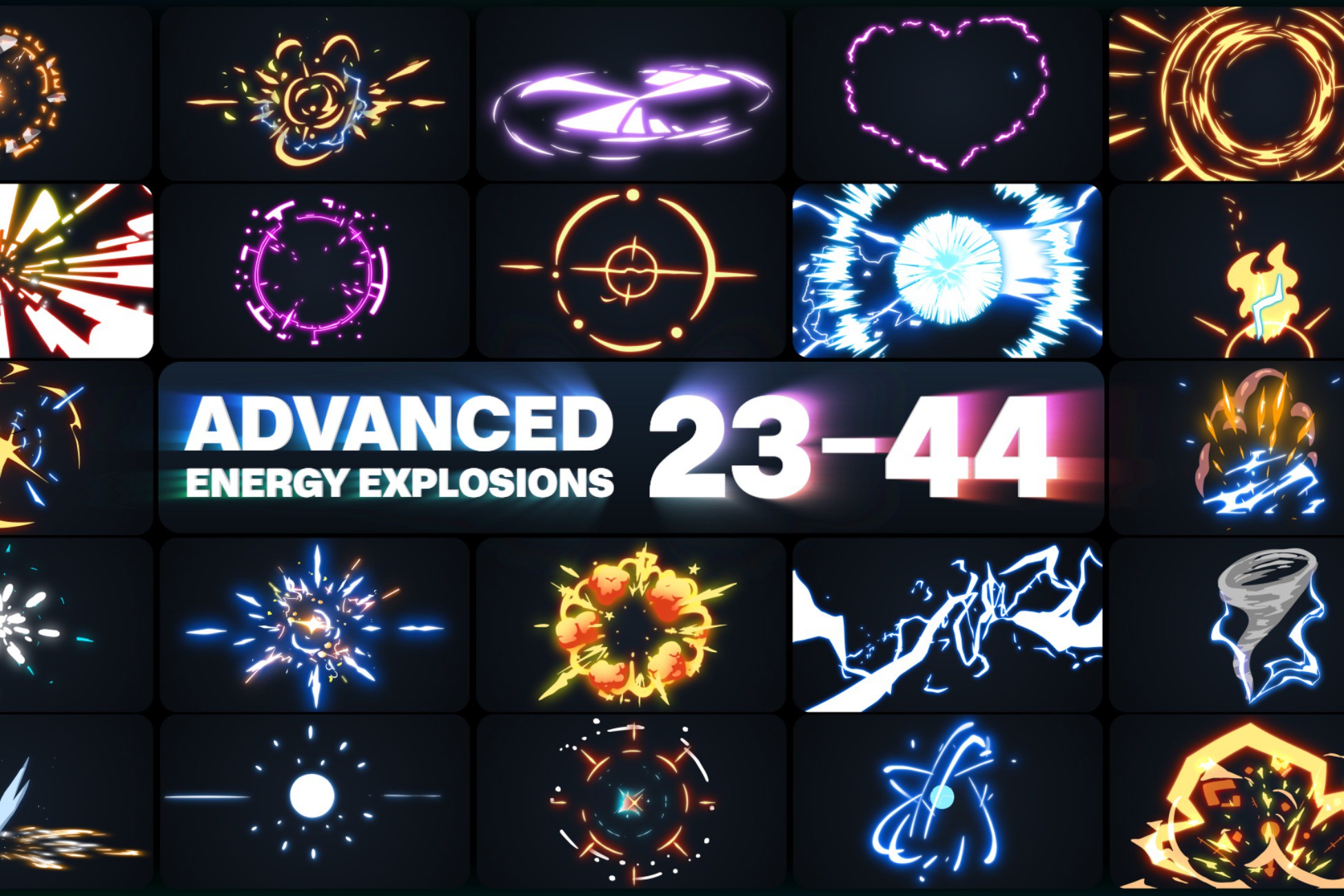 Advanced Energy Explosions Pack 23-44 | 2D Textures & Materials | Unity ...