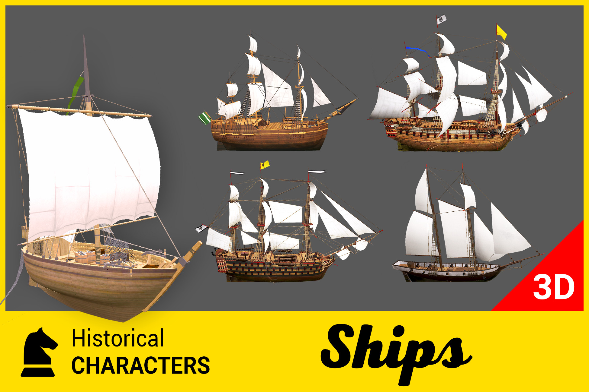 Prussian Ships pack (5 pieces) | 3D Sea | Unity Asset Store