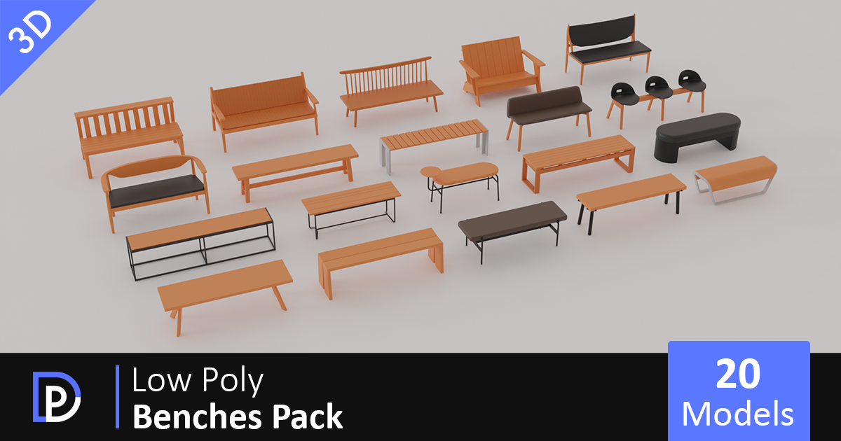 Low Poly Benches Pack | 3D Furniture | Unity Asset Store