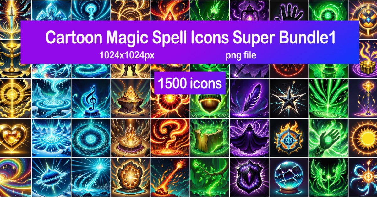 Cartoon Magic Spell Icons Super Bundle1 | 2D Icons | Unity Asset Store