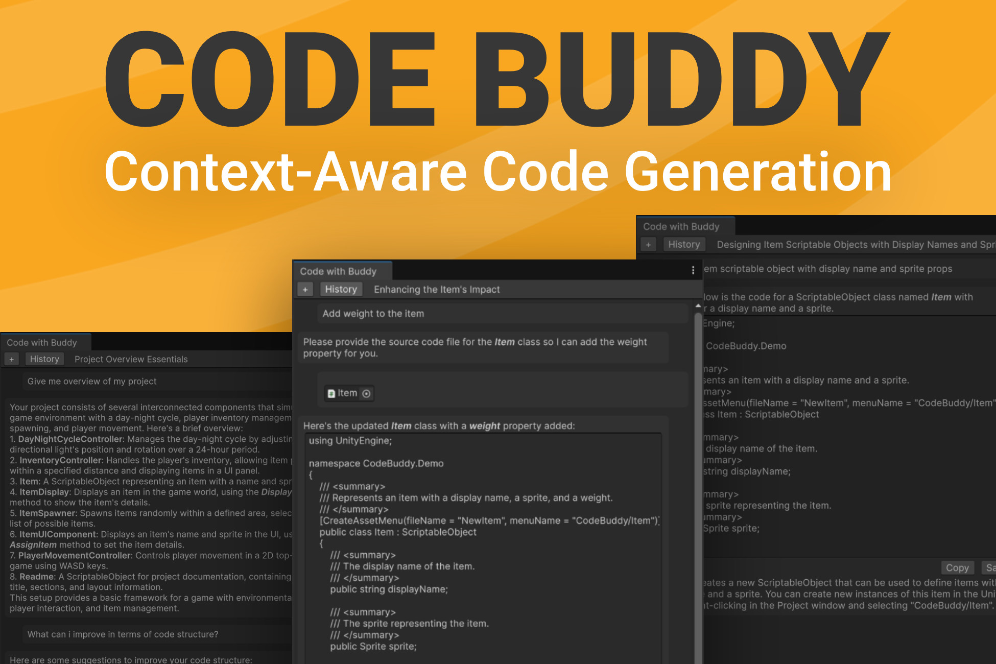Code Buddy For Unity Context Aware Gpt Code Generation Generative Ai Unity Asset Store