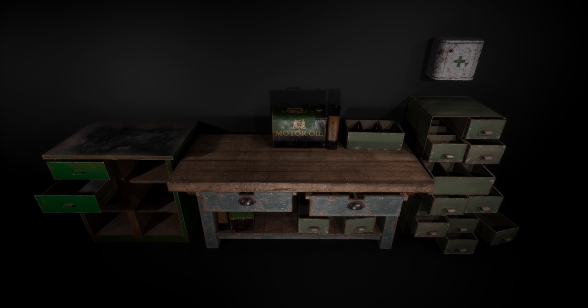 A set of furniture and props for the workshop. (HDRP) | 3D Furniture ...
