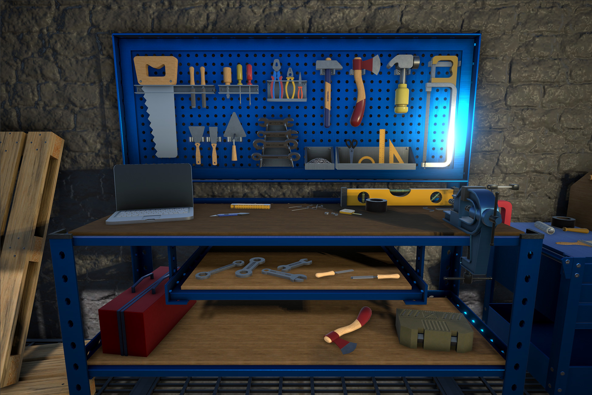 Workshop - Workbench with Tools | 3D Tools | Unity Asset Store