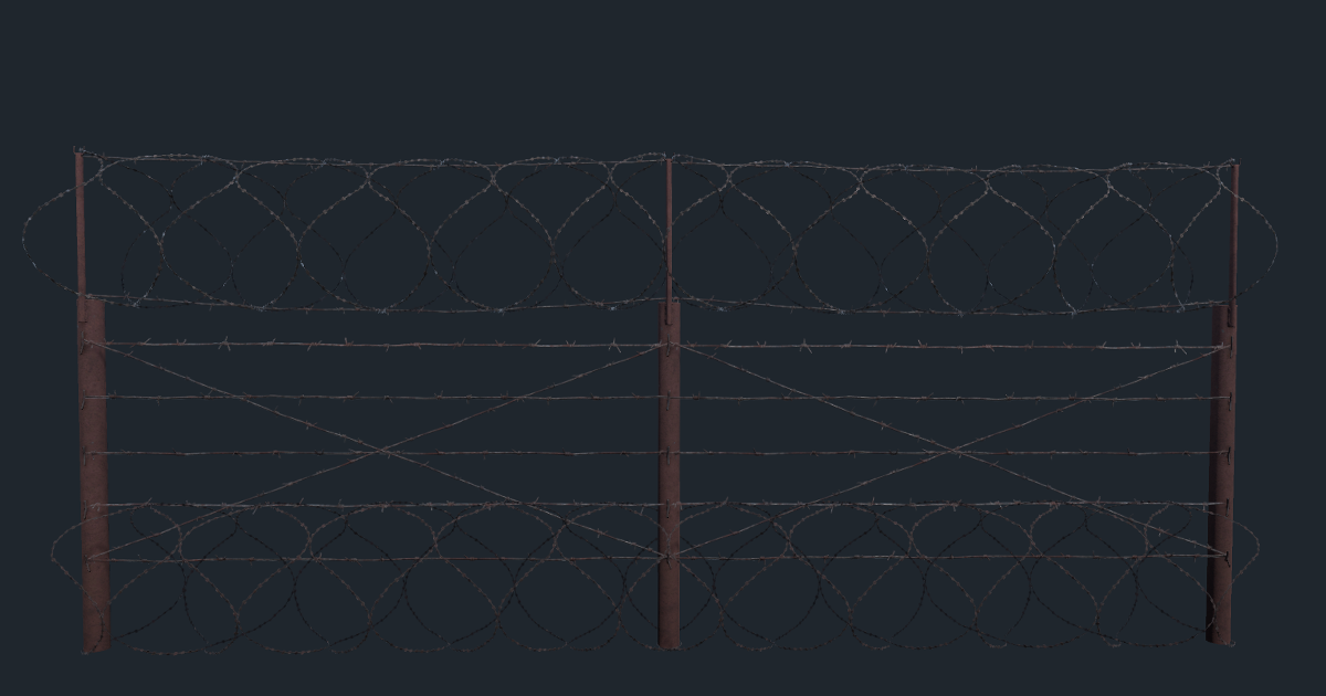 Old rusted barbwire fence | 3D Industrial | Unity Asset Store