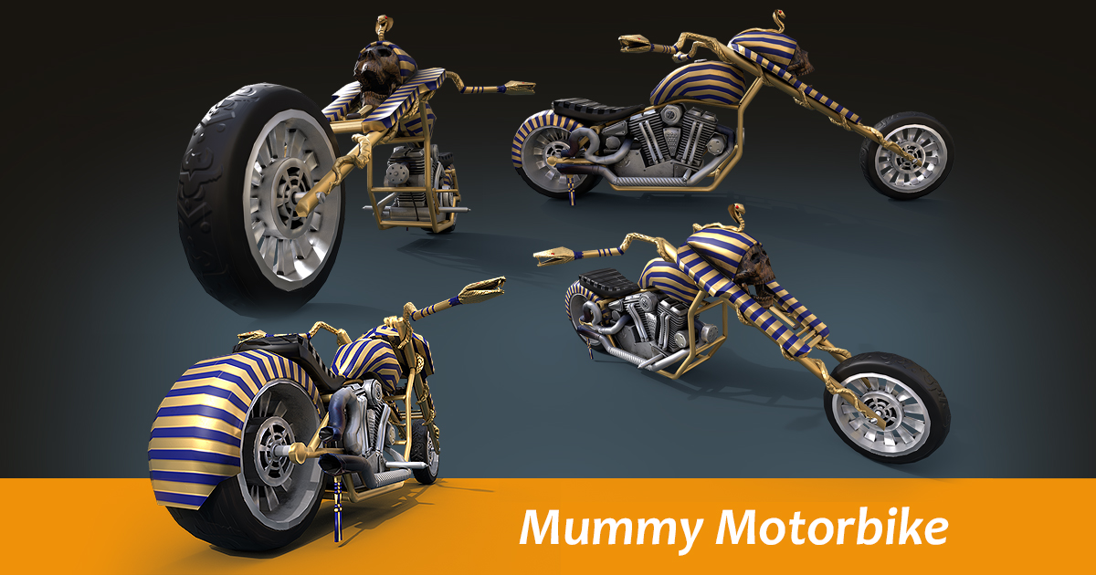 Low Poly Mummy Motorbike | 3D Land | Unity Asset Store