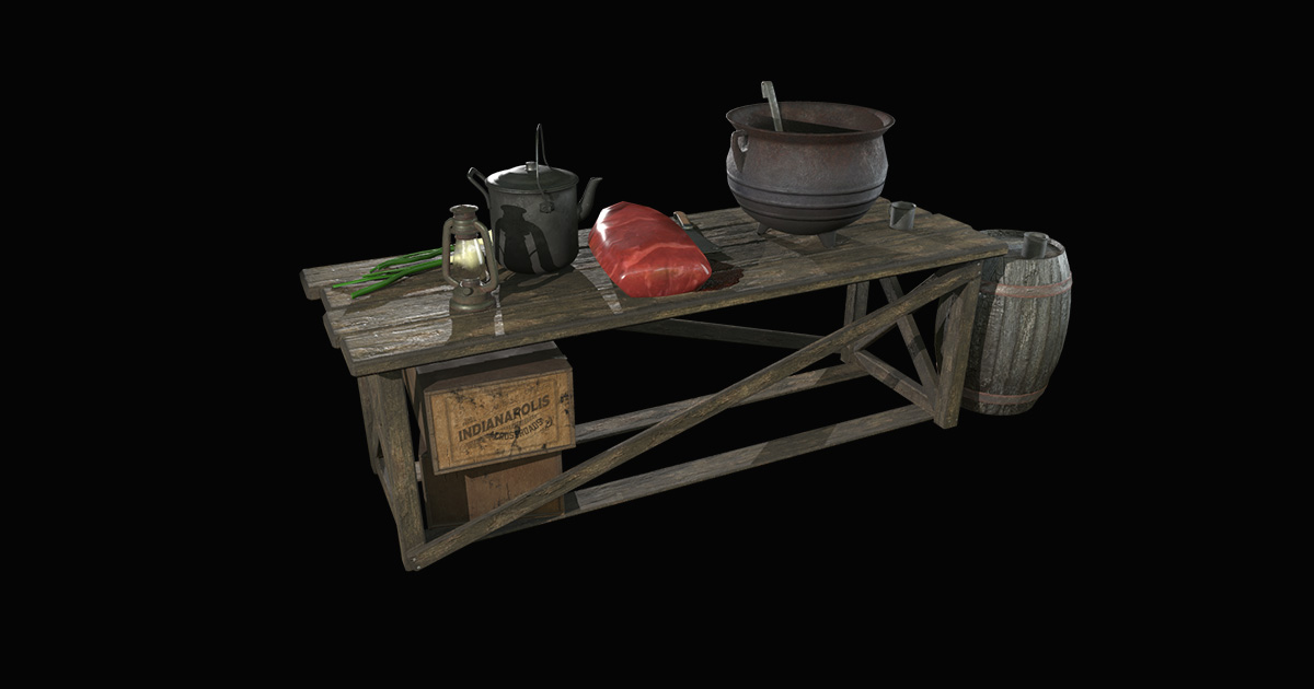 Game Asset - Table for preparing the stew | 3D Props | Unity Asset Store