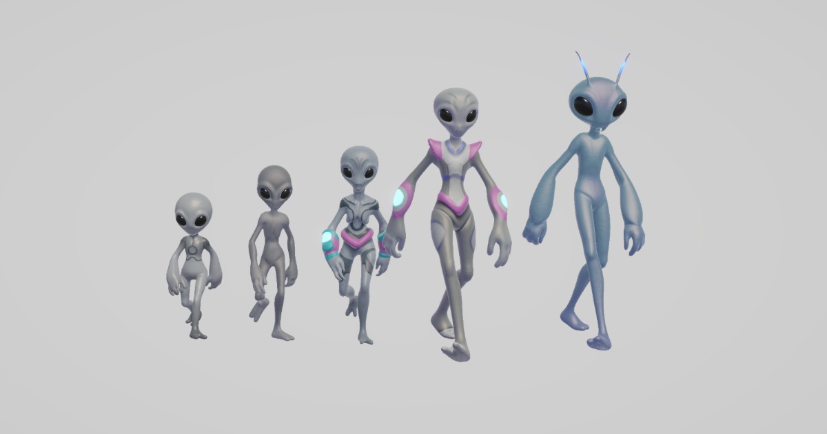 Cute Gray Aliens | Characters | Unity Asset Store