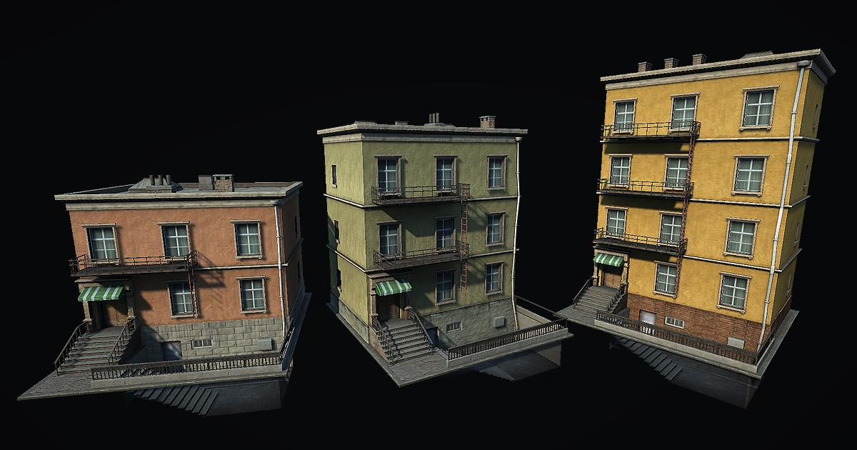 Customizable city building Low-poly 3D model (Type04) | 3D Urban ...