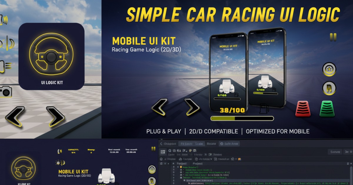 Simple Car Racing UI Logic (2D & 3D) | 2D GUI | Unity Asset Store