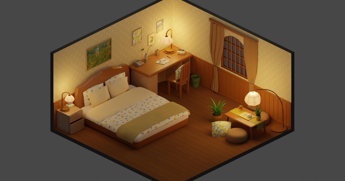 3D Stylized Bedroom Interior Furnitures 02 | 3D Environments | Unity ...