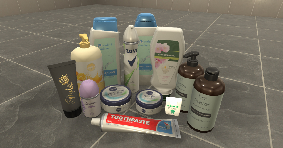 Bathroom Containers (+shower caddy) | 3D Interior | Unity Asset Store