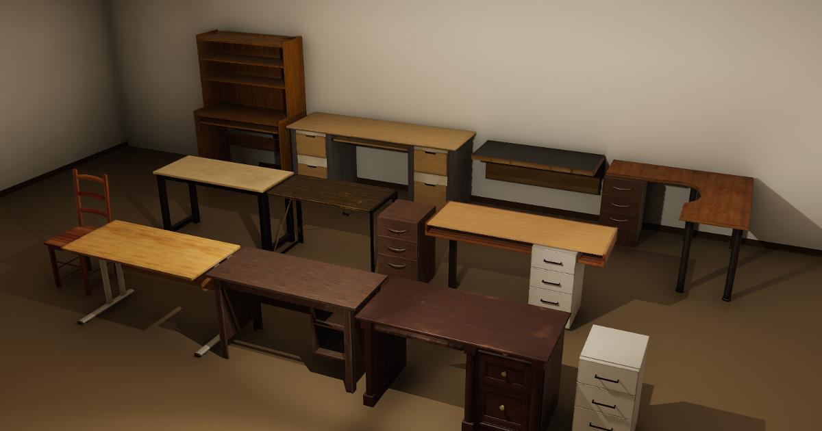 PBR Game-Ready Desks Pack | 3D Furniture | Unity Asset Store