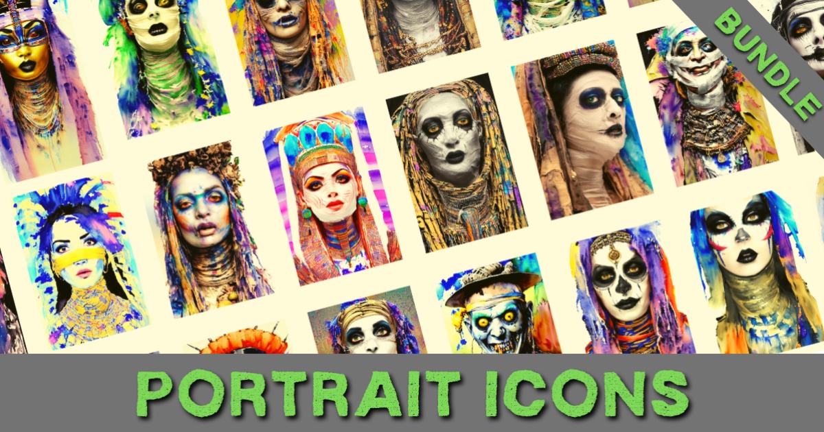 Character Portrait Bundle - Halloween Zombies and Mummies | 2D Icons ...