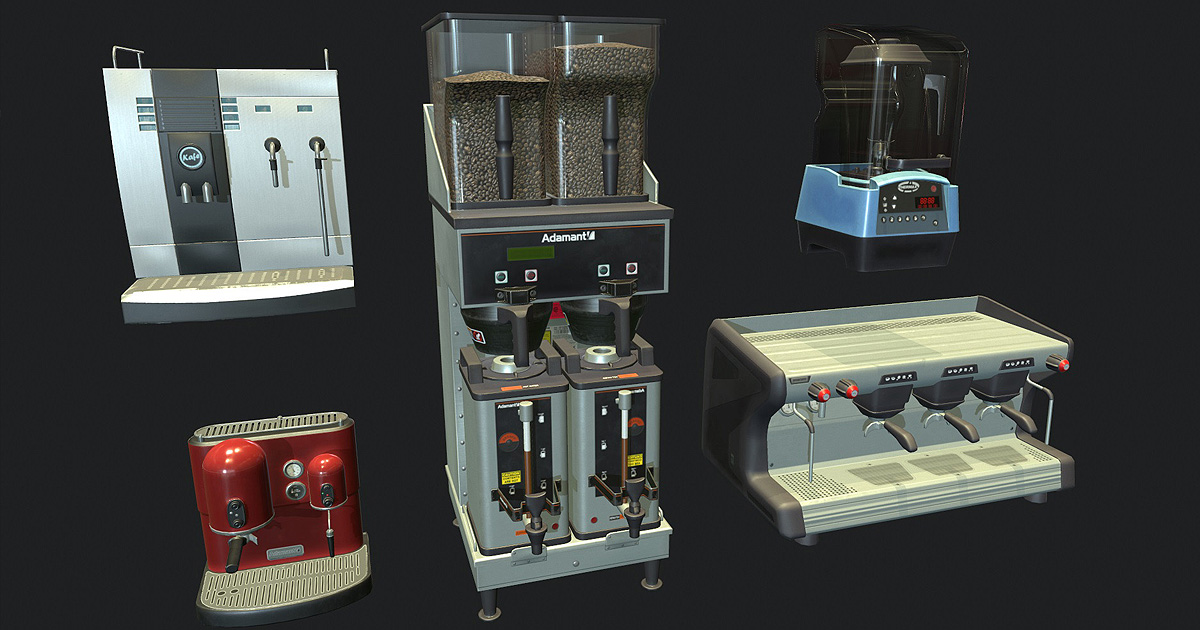 Coffee Machine set ( Cafe props ) | 3D Interior | Unity Asset Store
