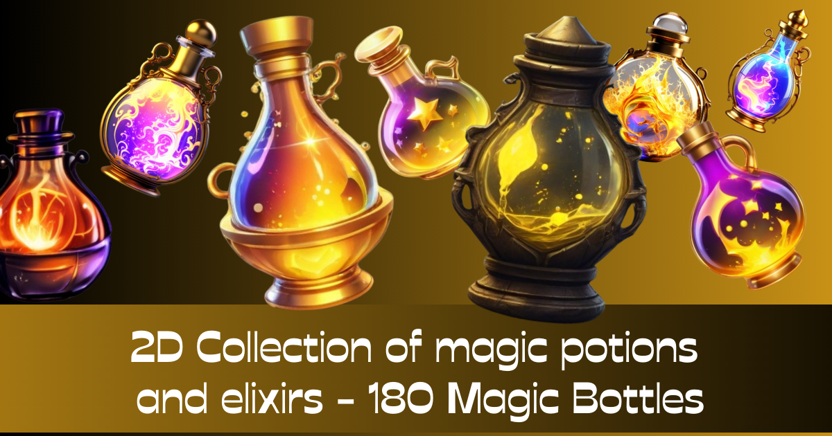 2D Collection of magic potions and elixirs - 180 Magic Flasks | 2D 아이콘 ...