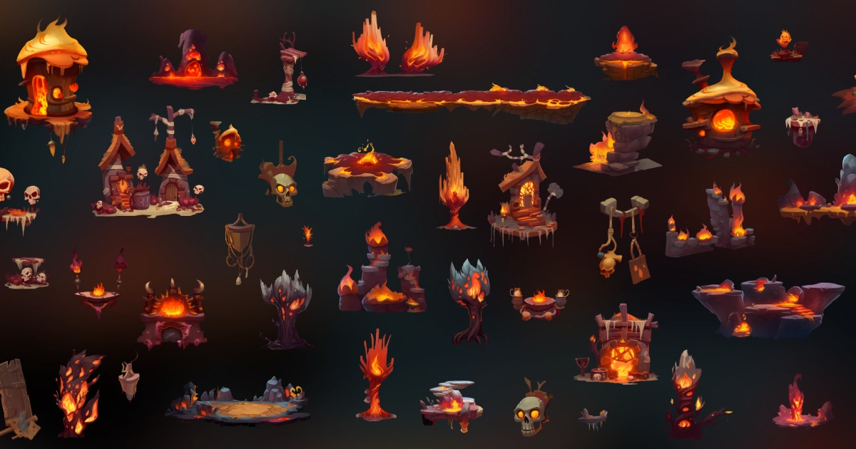 Animated 2d Hell Platformer Game Ready Environments Asset | 2D ...