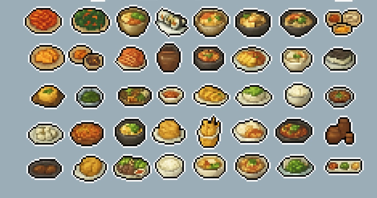 2D pixel-art Korean food | 2D Icons | Unity Asset Store
