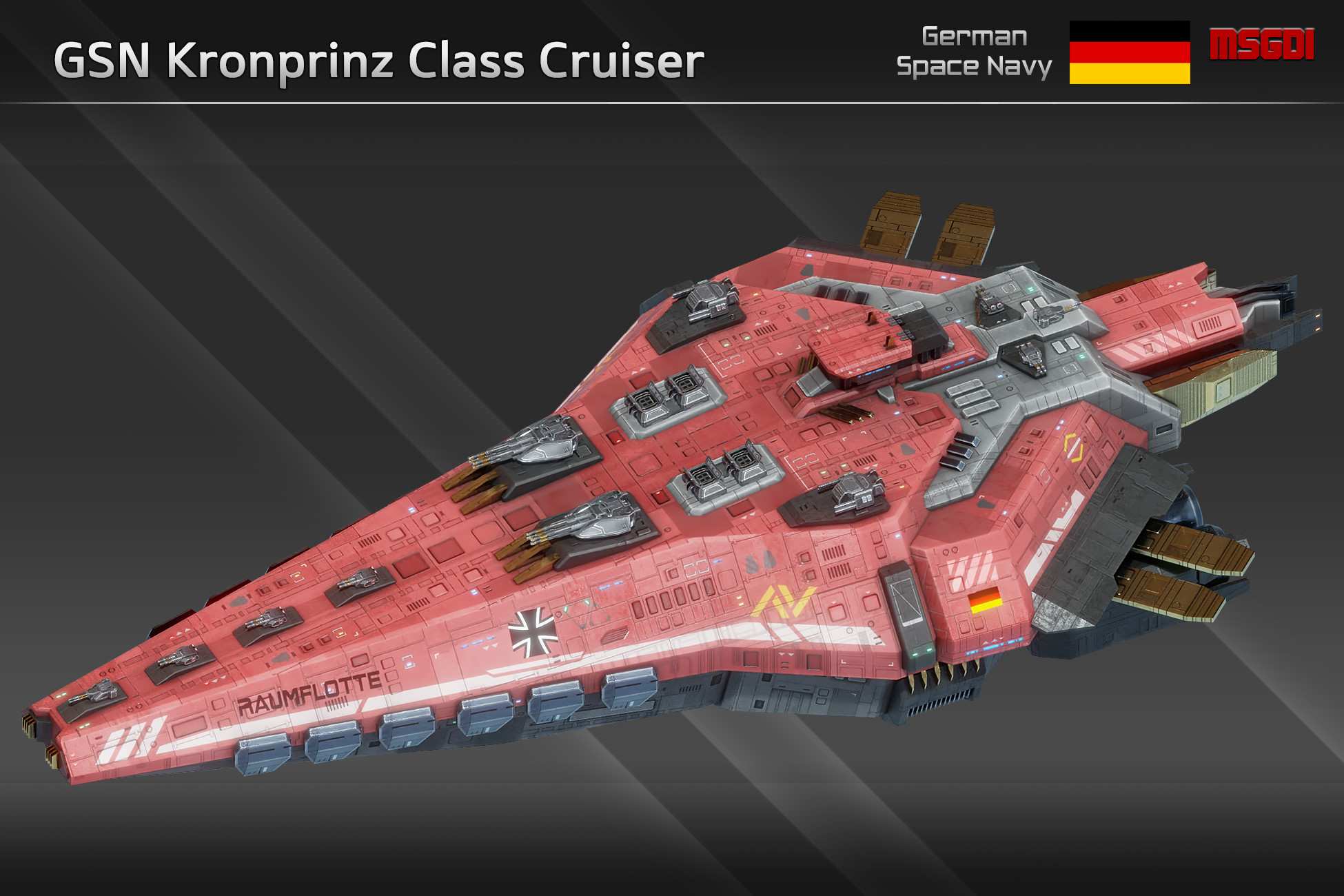 Spaceship GSN Kronprinz Class Cruiser | 3D Space | Unity Asset Store