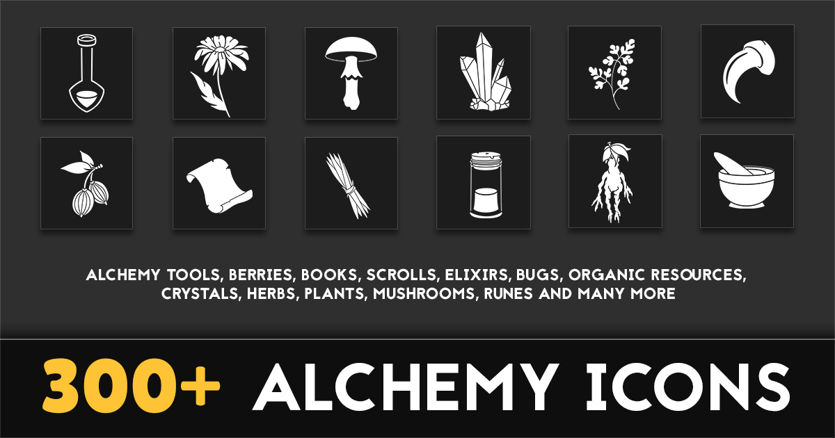 300+ Flat Alchemy Icons | 2D Icons | Unity Asset Store