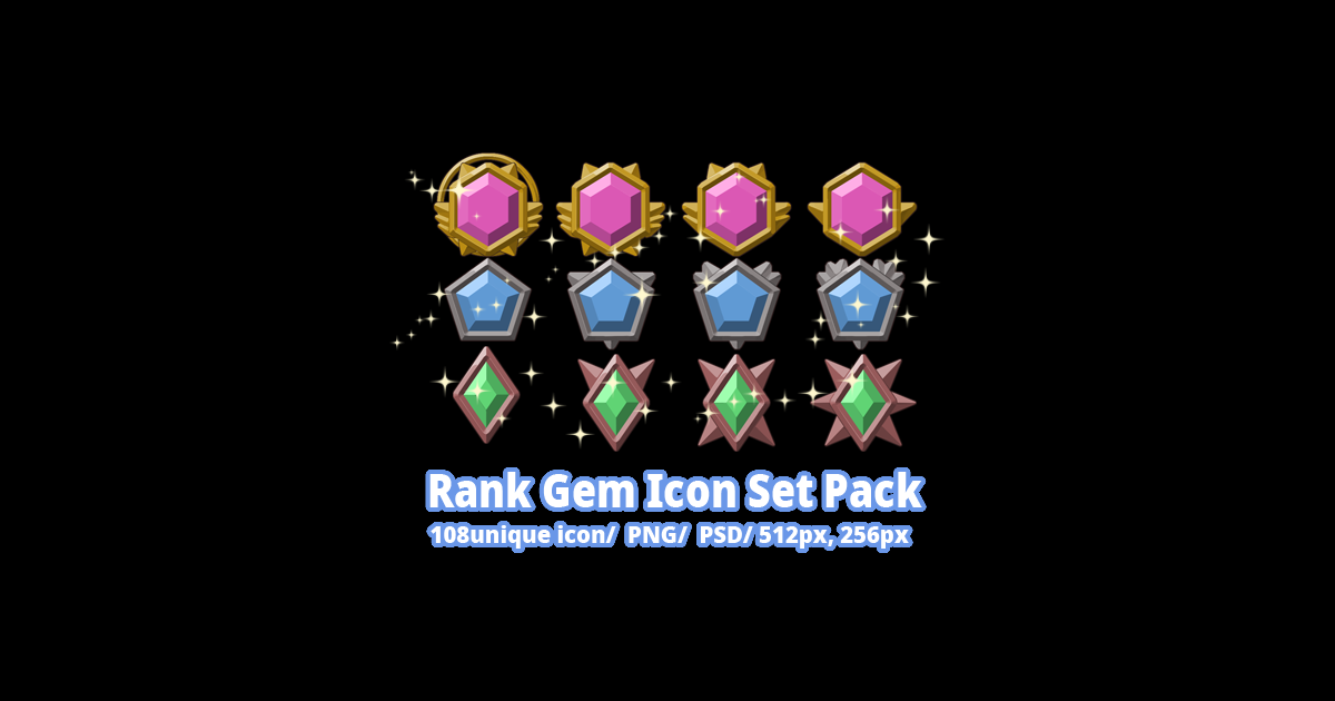Rank Gem Icon Set Pack | 2D Icons | Unity Asset Store