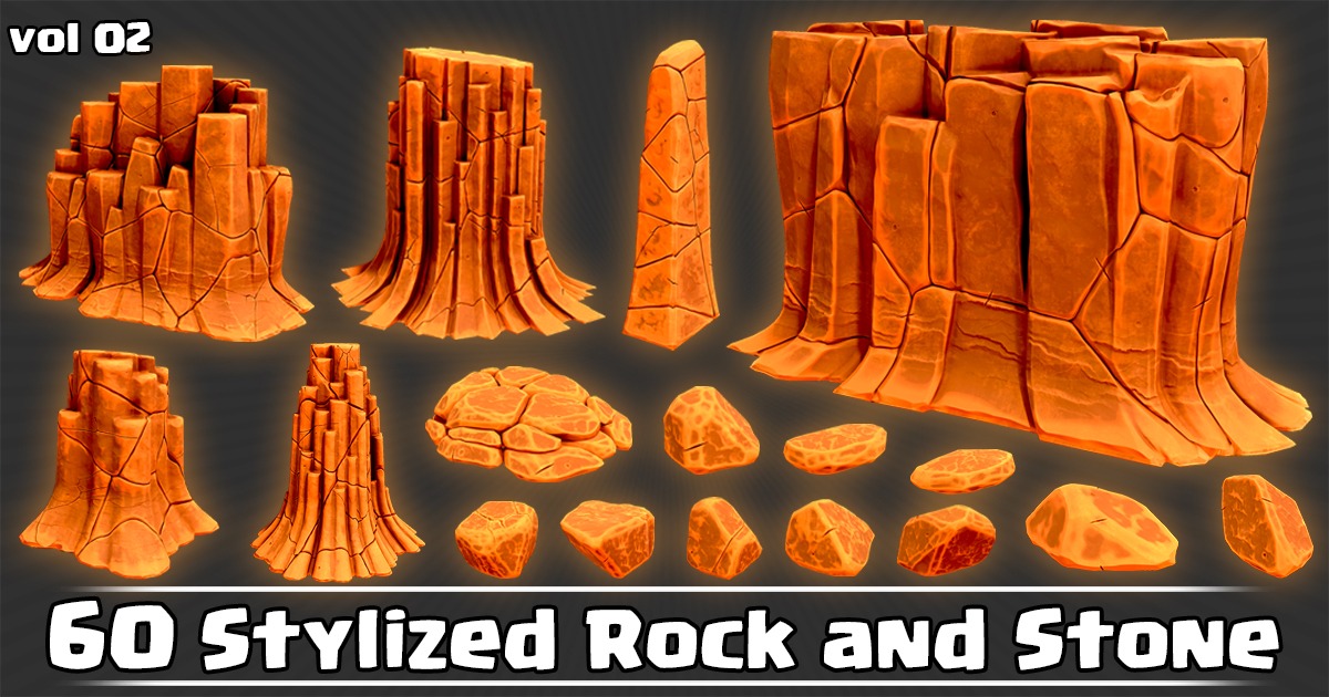 60 Stylized Rock and Stone VOL02 | 3D Props | Unity Asset Store