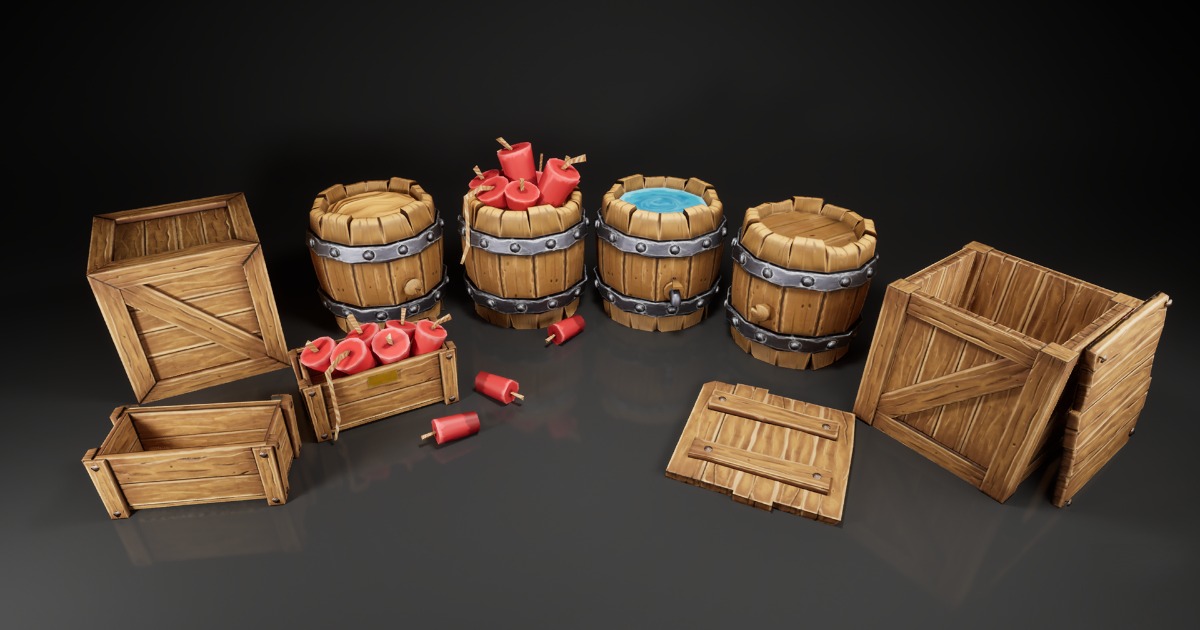 Stylized Barrel & Crate Pack | 3D Props | Unity Asset Store