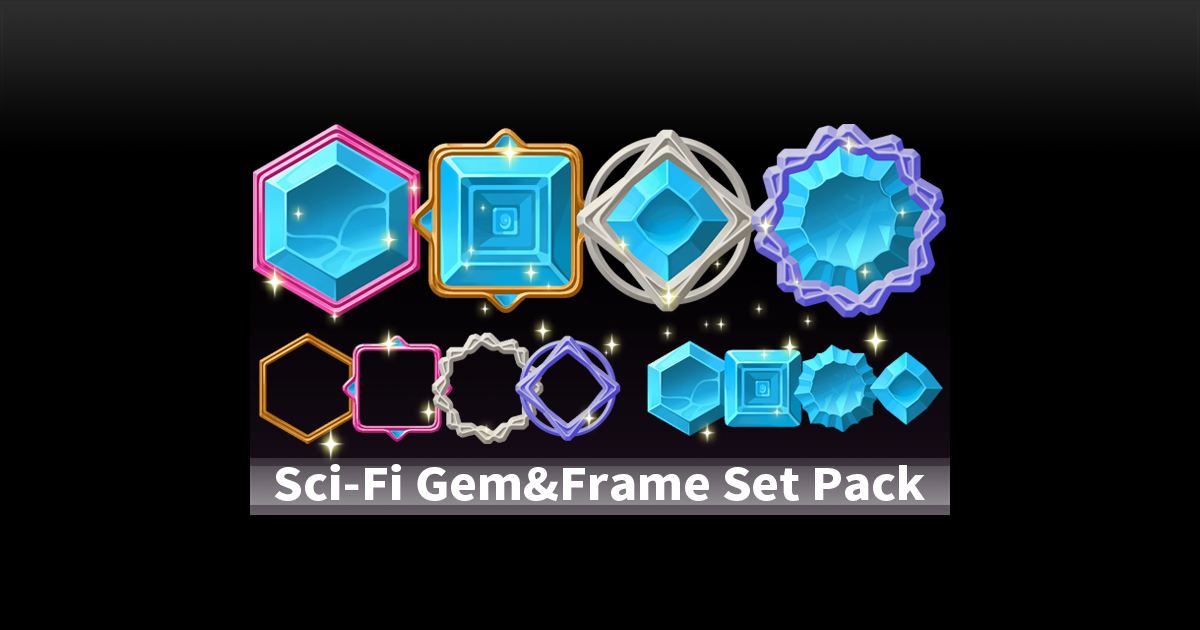 Sci-Fi Gem&Frame Set Pack | 2D Icons | Unity Asset Store