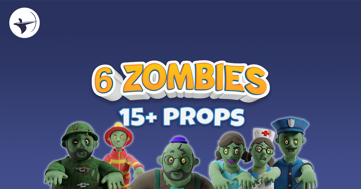 6 Toon Zombies with Props | 3D クリーチャー | Unity Asset Store