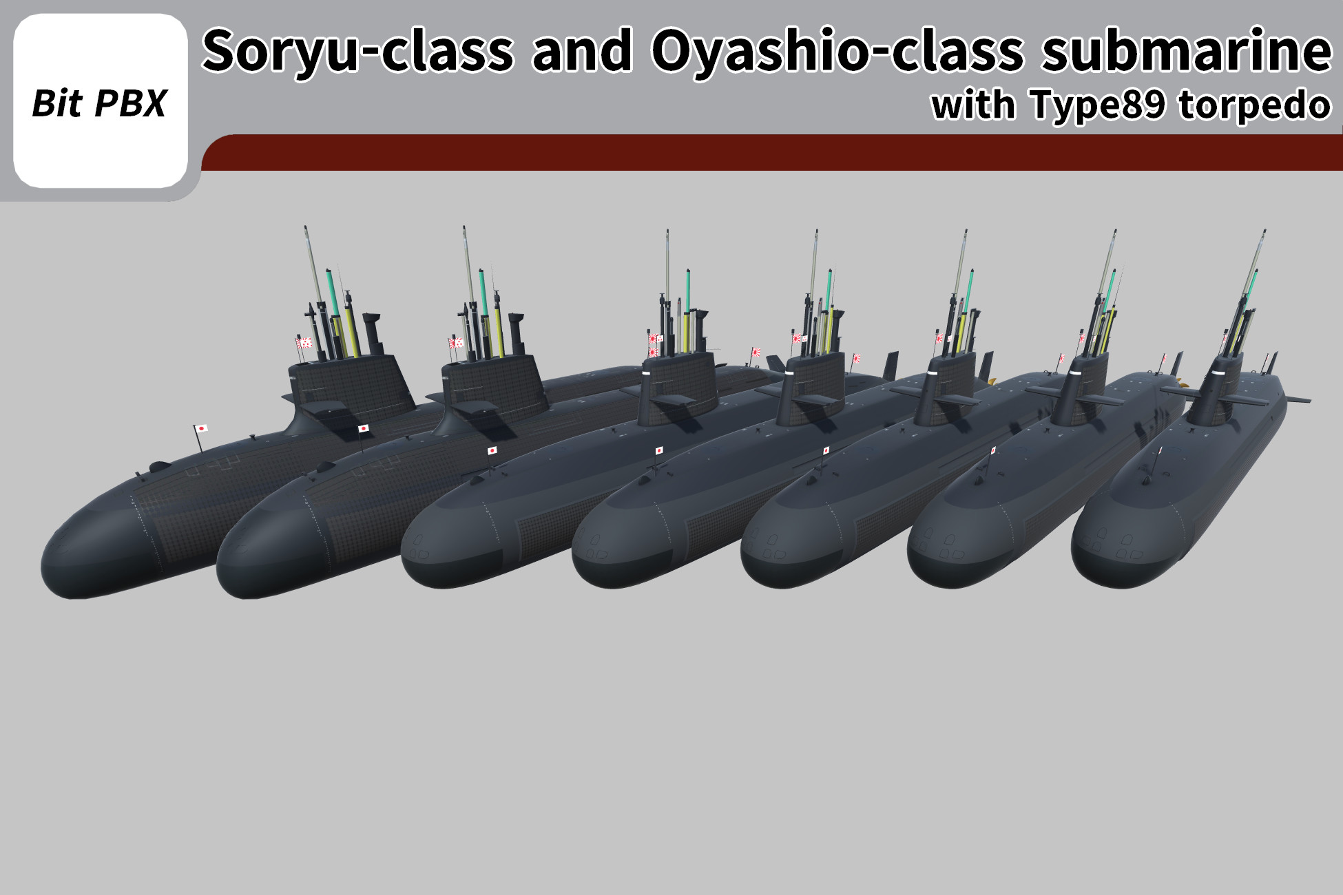 Japanese modern military ship Soryu-class and Oyashio-class submarine ...