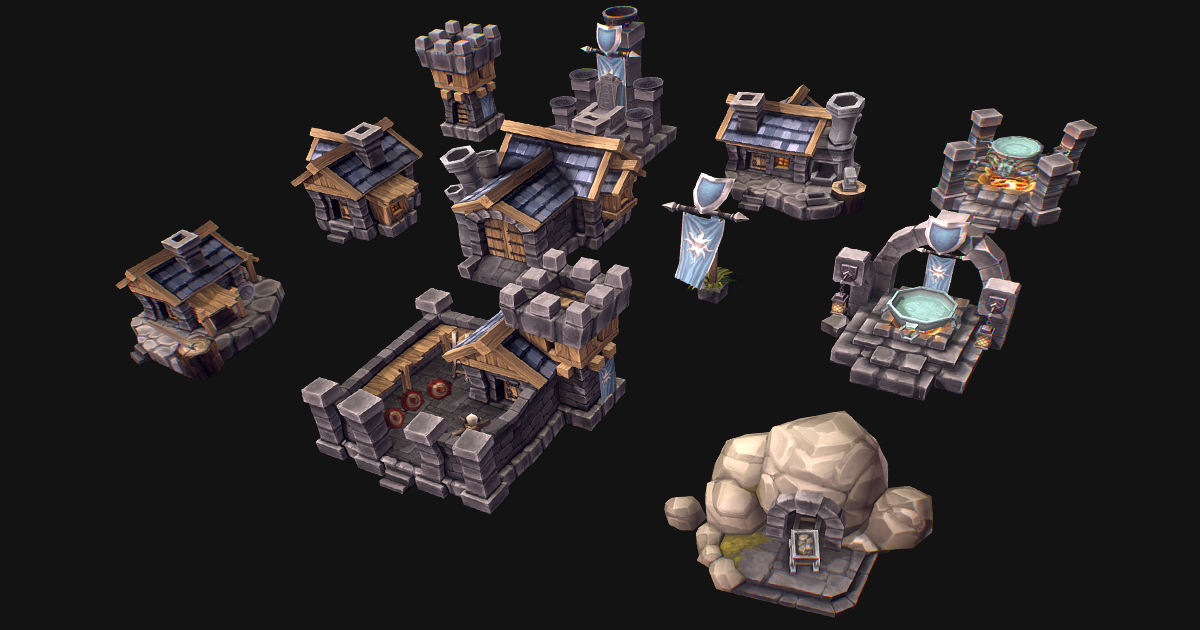 Human RTS Buildings - Hand Painted | 3D Fantasy | Unity Asset Store