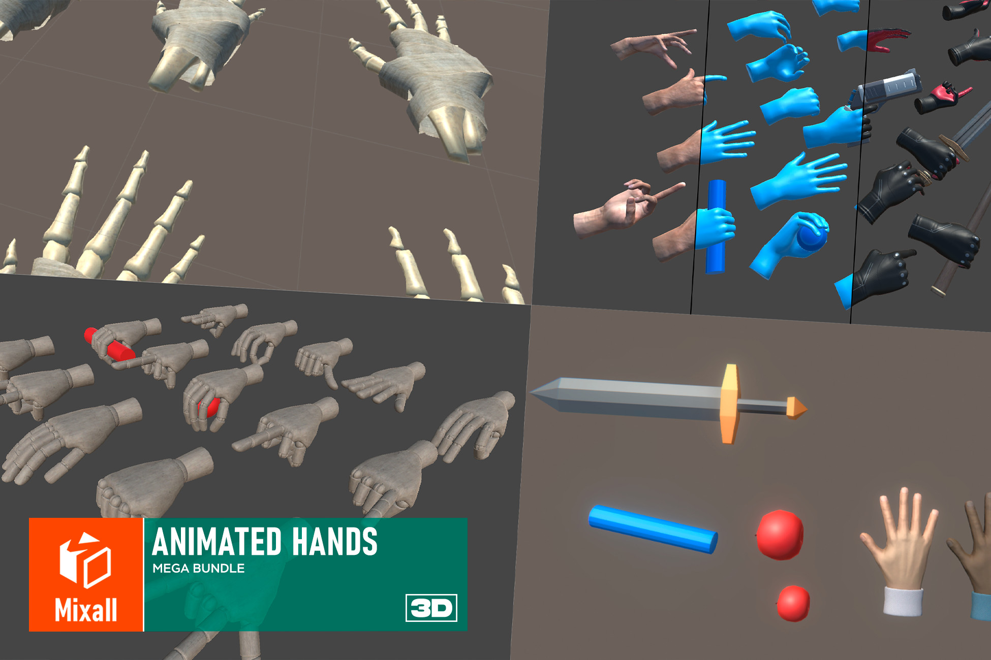 Animated hands - Mega Bundle | 3D 动画 | Unity Asset Store