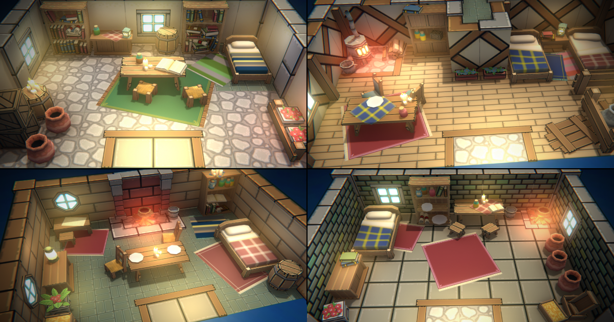 Modular House Interior Kit - Lowpoly RPG Assets [Complete Indoor ...