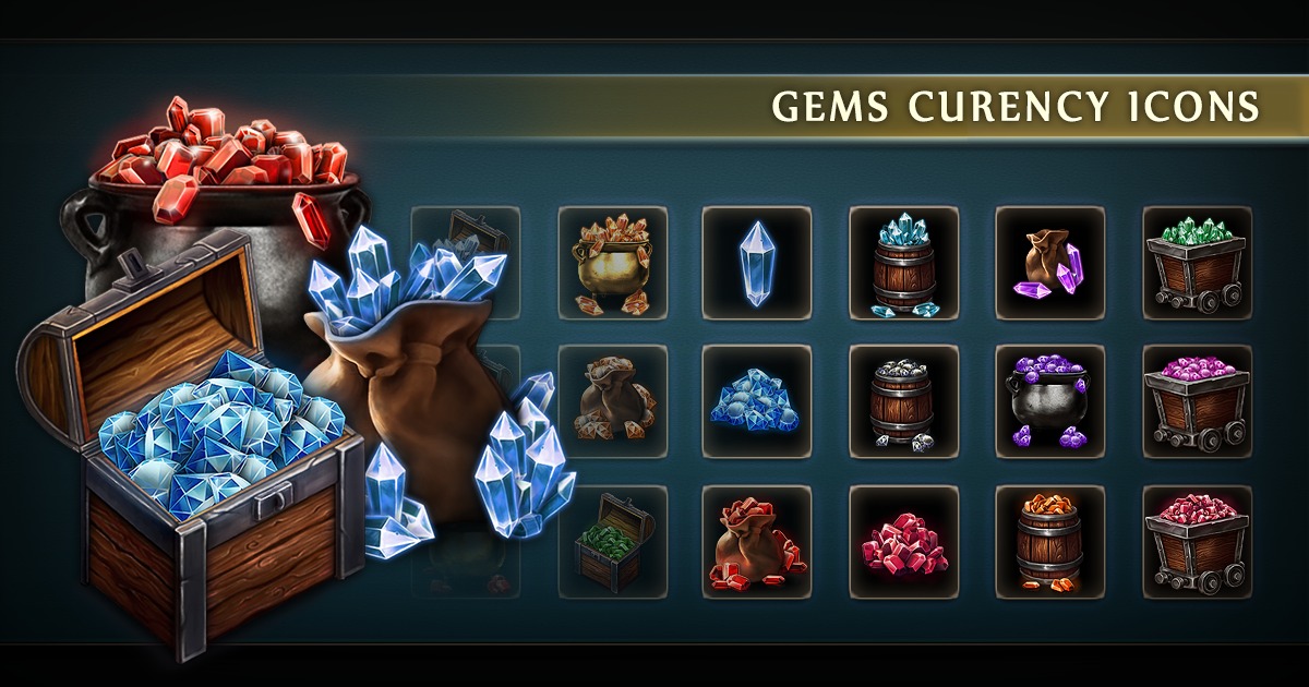 Gems Currency Icons | 2D Icons | Unity Asset Store