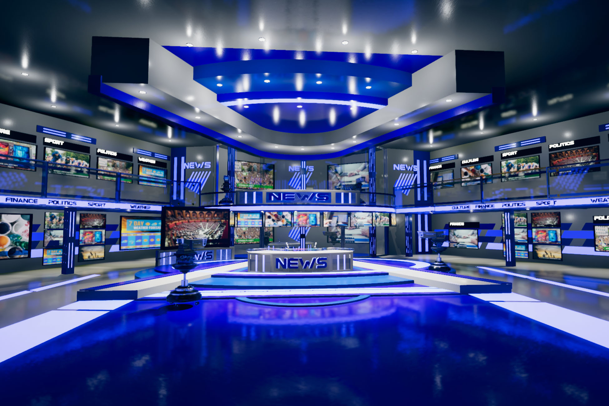 News TV Studio | 3D Interior | Unity Asset Store